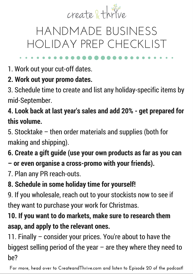 [20] Handmade Business Holiday Prep Checklist (with Downloadable PDF ...